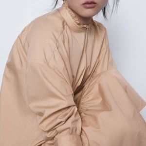 Zara | Dresses | Zara Sand Color Ruffled Poplin Dress | Poshmark